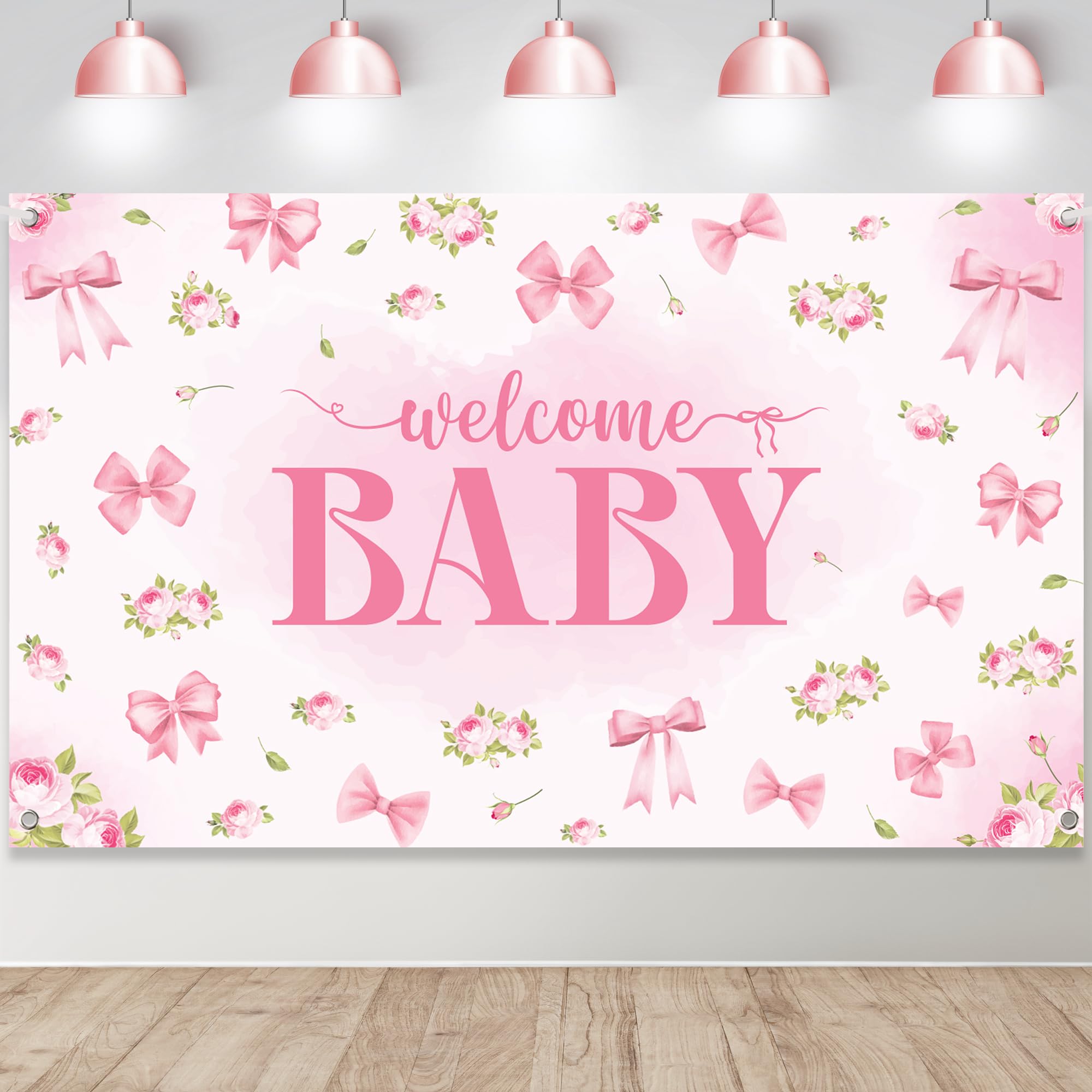 KatchOn, XtraLarge Welcome Baby Backdrop - 72x44 Inch | Pink Welcome ...