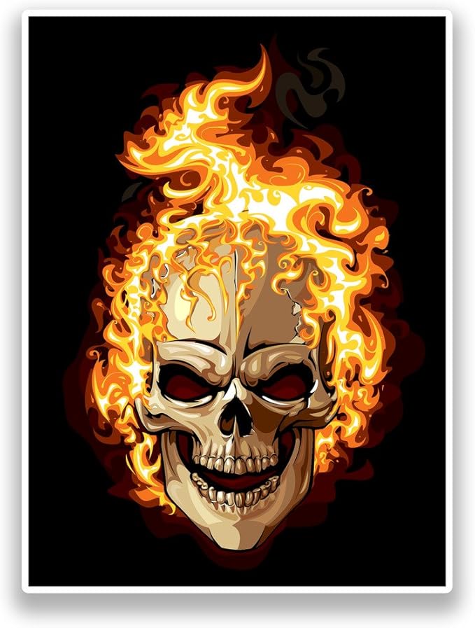 2 x Pegatinas de vinilo de calavera en llamas Horror Scary # 7179 ...