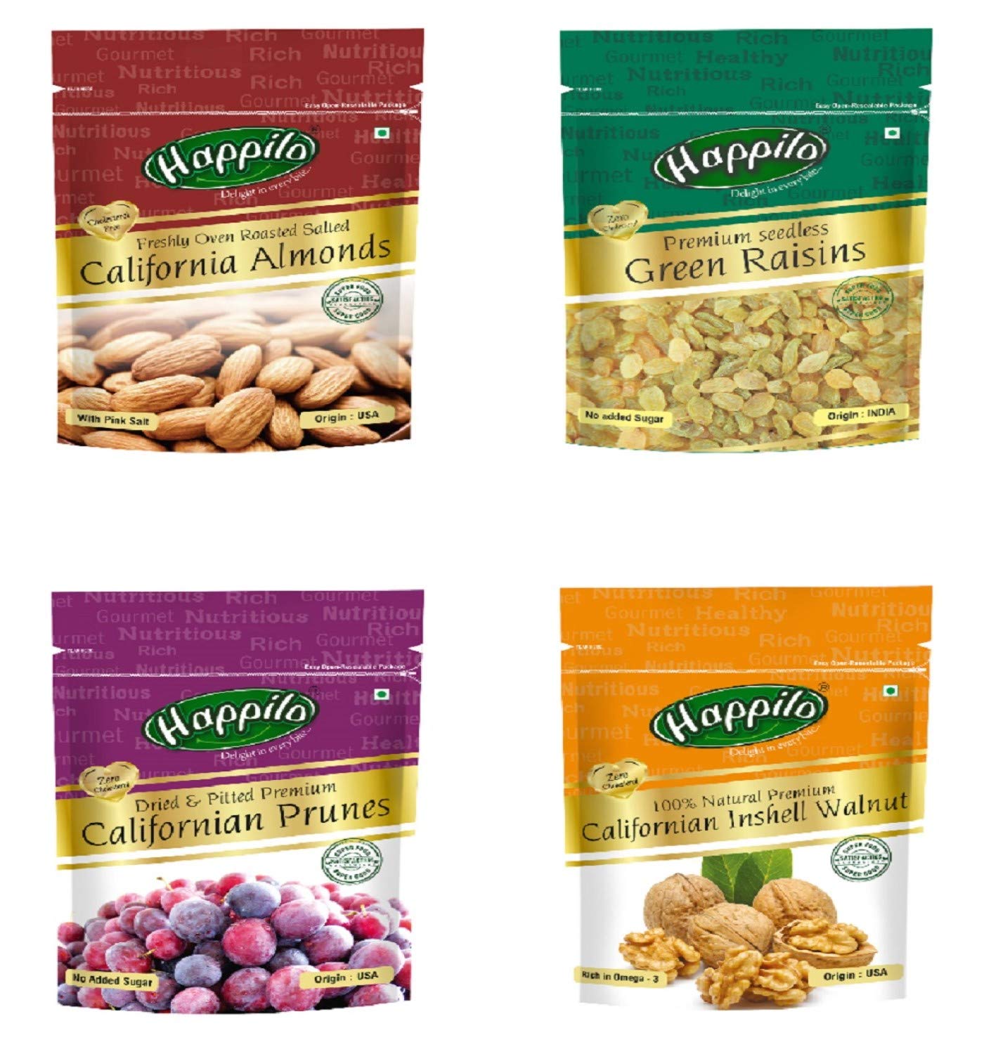 Happilo Premium Dry Fruits Combo 7 (California Almonds, Raisins, Prunes ...