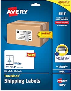 Amazon.com: Avery Printable Blank Shipping Labels, 2.5" x 4", White ...