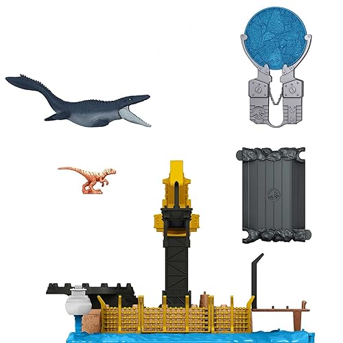 Mattel Jurassic World Dominion Minis Mosasaurus Mayhem Playset with 2 ...