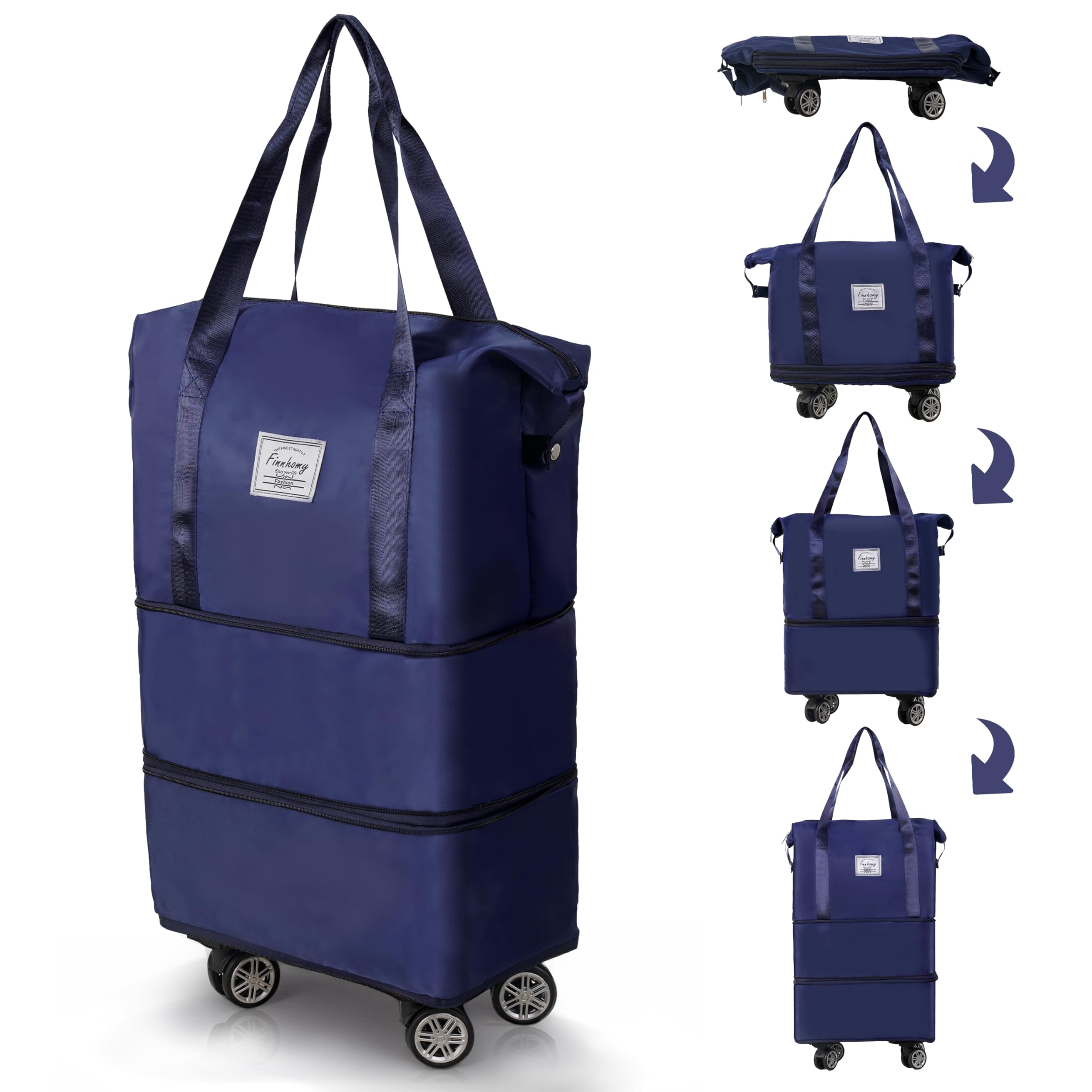 Finnhomy 50L Expandable Rolling Duffel Bag with Wheels Foldable Duffel ...