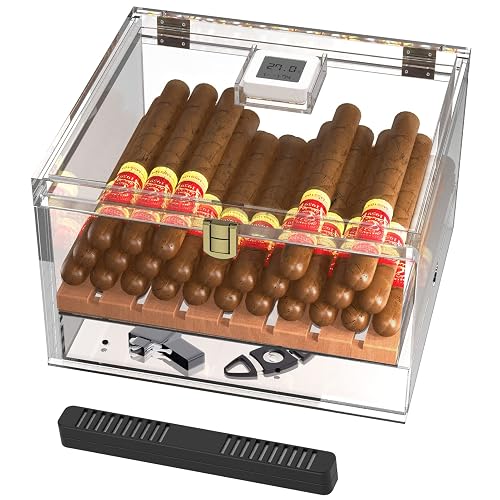 Wiaee Humidor Cigar Box, Acrylic Humidor, Cigar Humidors with Spanish ...