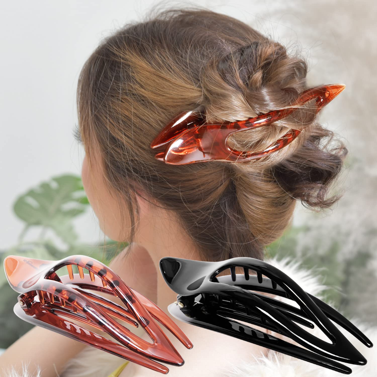 RC ROCHE ORNAMENT 2 Pcs Womens French Concord Curved Hair Clip No Slip ...
