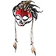 Amazon.com: Forum Novelties Adult Voodoo Face Mask With Skulls, Red ...