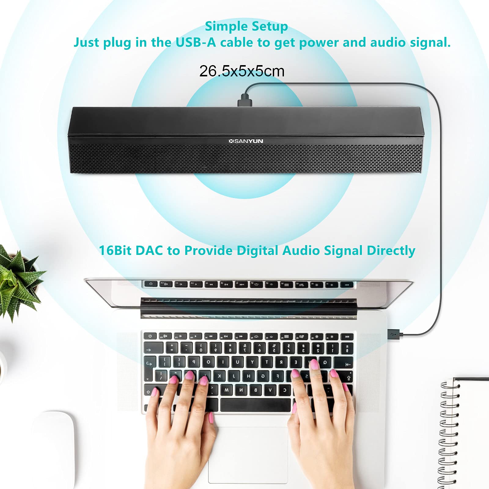 Mua SW010 Computer Speakers, Wired USB Powered Mini Sound Bar ...
