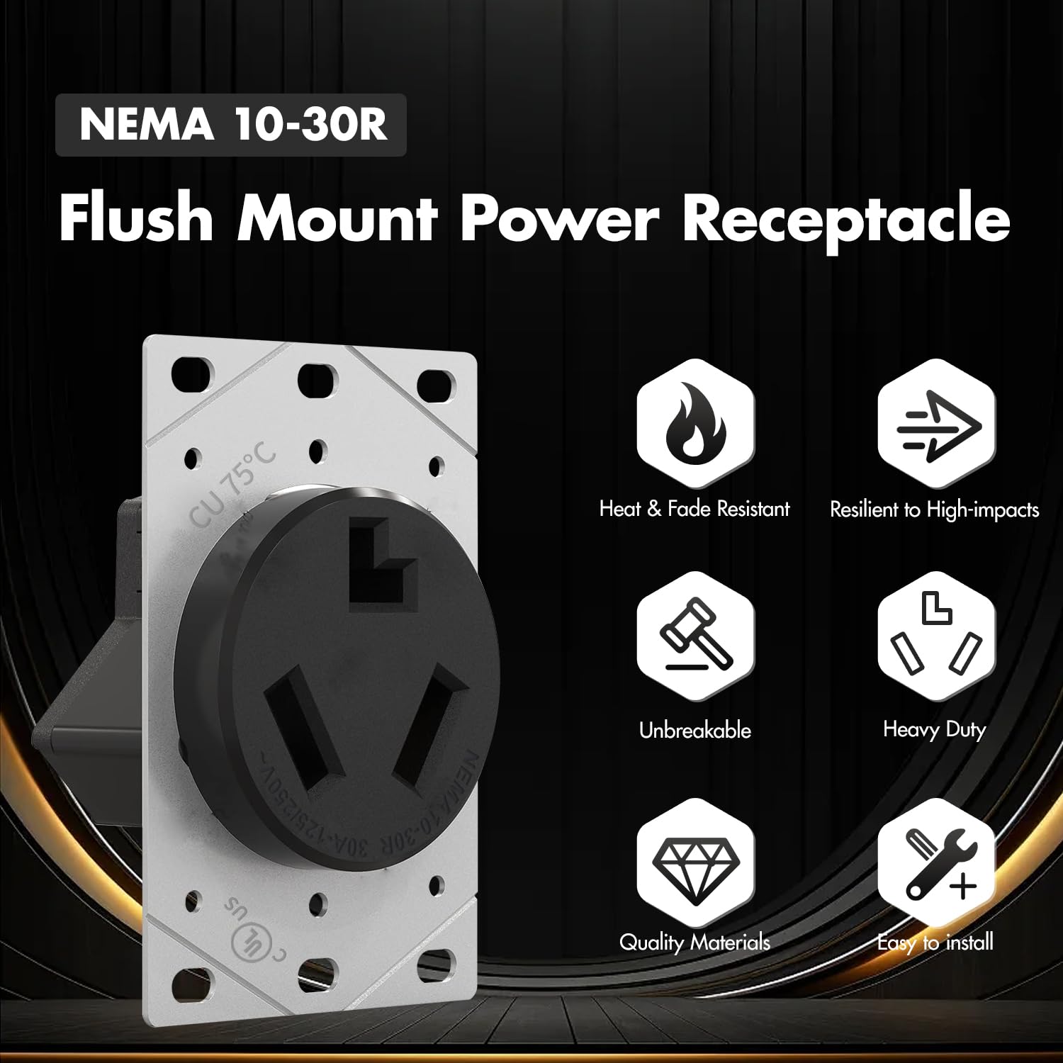50 Amp 250V NEMA Power Outlet, Heavy-Duty 50A Receptacle, For Welders ...