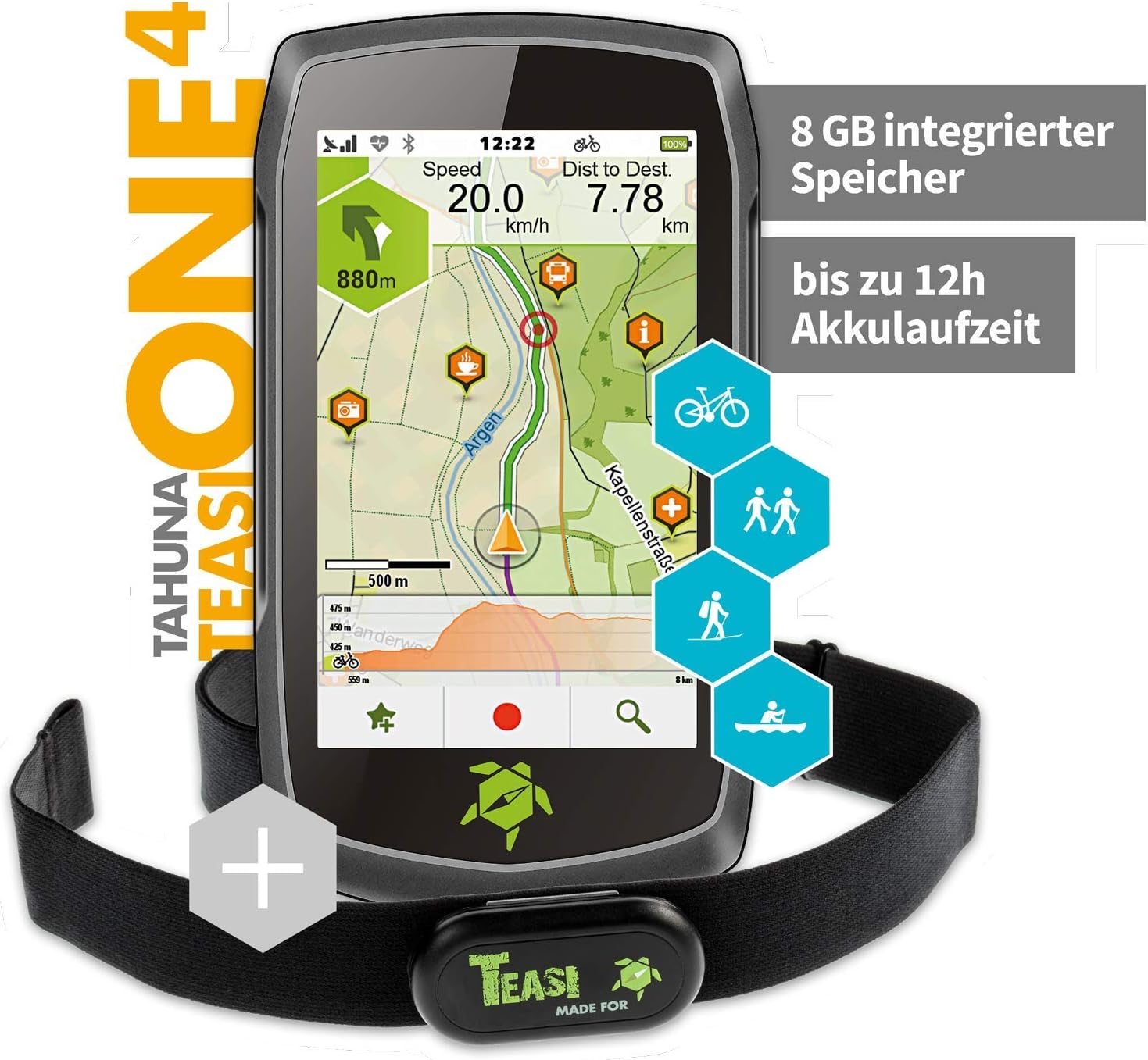 TAHUNA TEASI ONE4 HR Bundle Outdoor Navigation Device with Bluetooth ...
