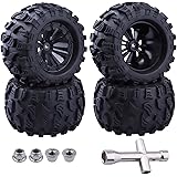 Amazon.com: RC Station 12mm Hex RC Wheels and Tires 1/10 Scale RC Monster Truck Buggy 2.8 ...