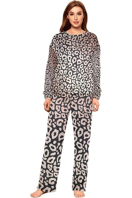 Lauren Ralph Lauren Plus Leopard Print Knit Top And Jogger Pajama Set ...