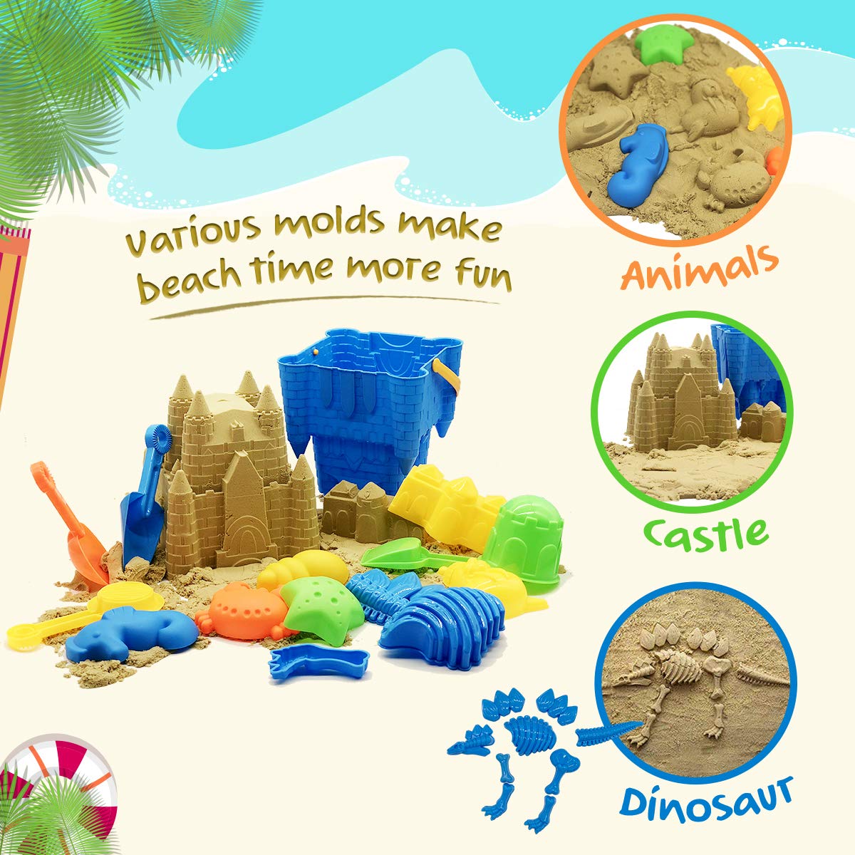 Mua Beach Sand Toys for Kids, 2024 27pcs Beach Toys Castle Molds Sand ...