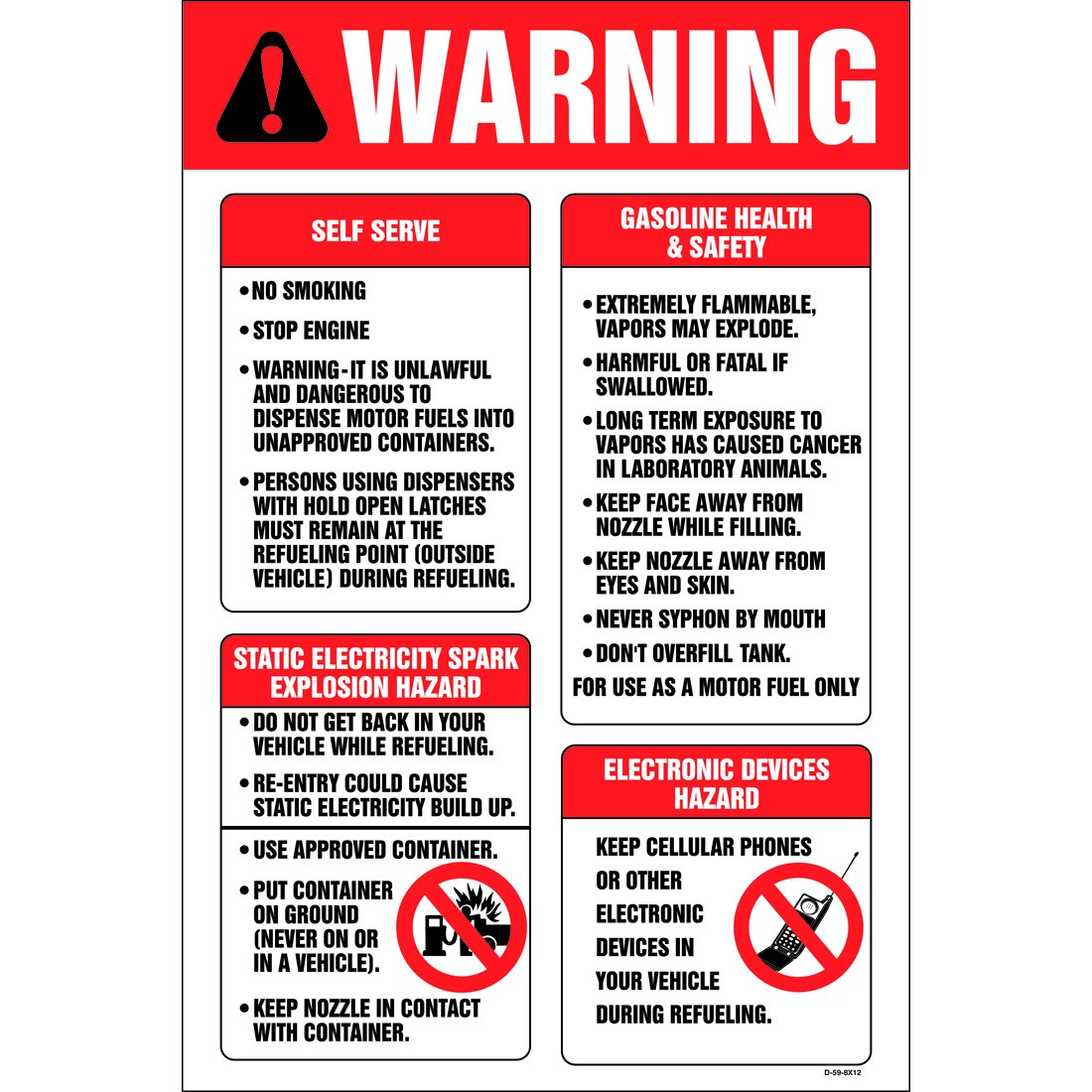 Amazon.com: Decals (Pack of 5) - Warning (12" x 8"): Industrial ...