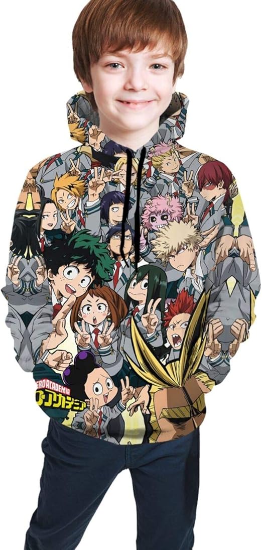 My Hero Academia Youth Sweater Hooded Sweatshirt Unisex Large Black ...
