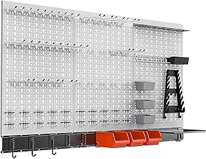 TORACK 109Pcs Pegboard Wall Organizer 4 ft. Garage Metal Pegboard ...
