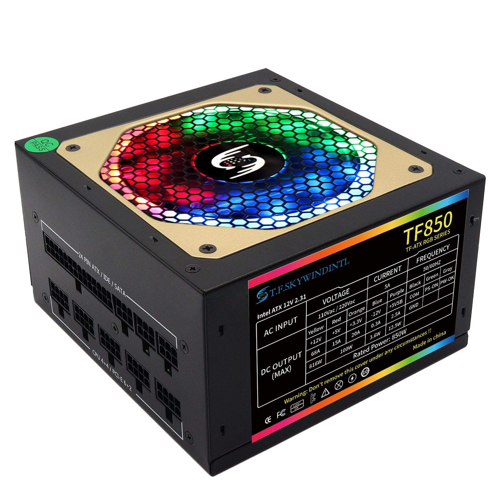 Mua 850W Power Supply RGB Fully Modular Gaming PSU Full Voltage 110 ...