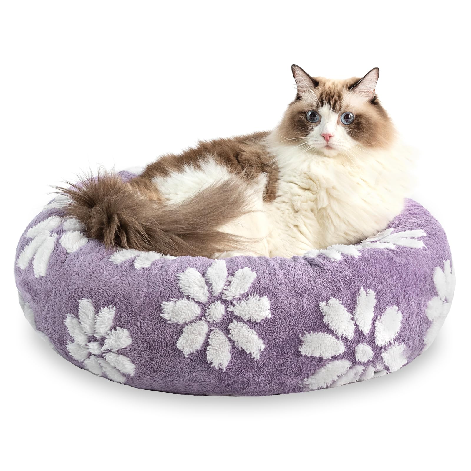 Yaning Donut Dog Beds for Small Dogs, Calming Round Cat Beds for Indoor ...