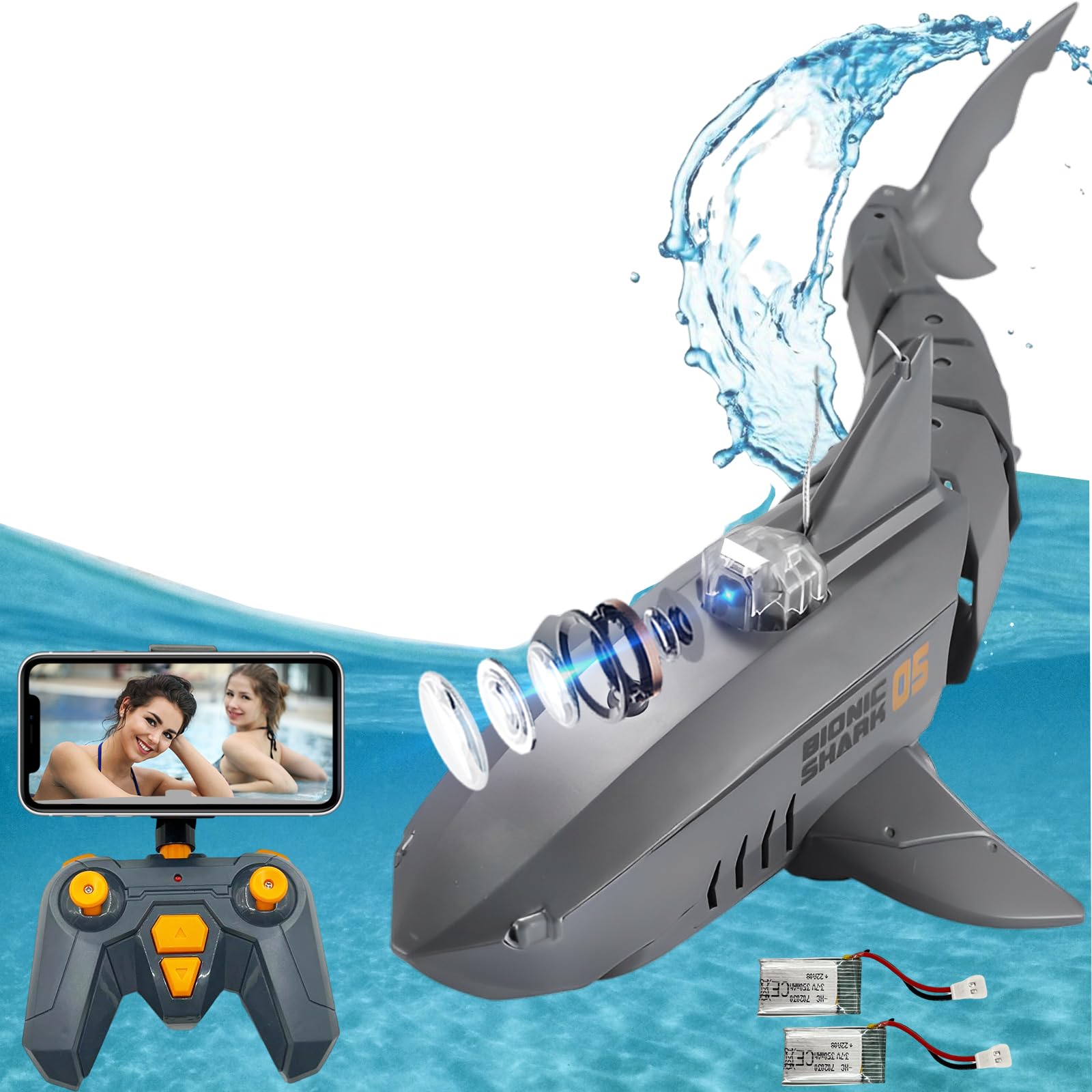 RiskOrb RC Shark with Camera for Kids/Adults, Remote Control Sharks ...