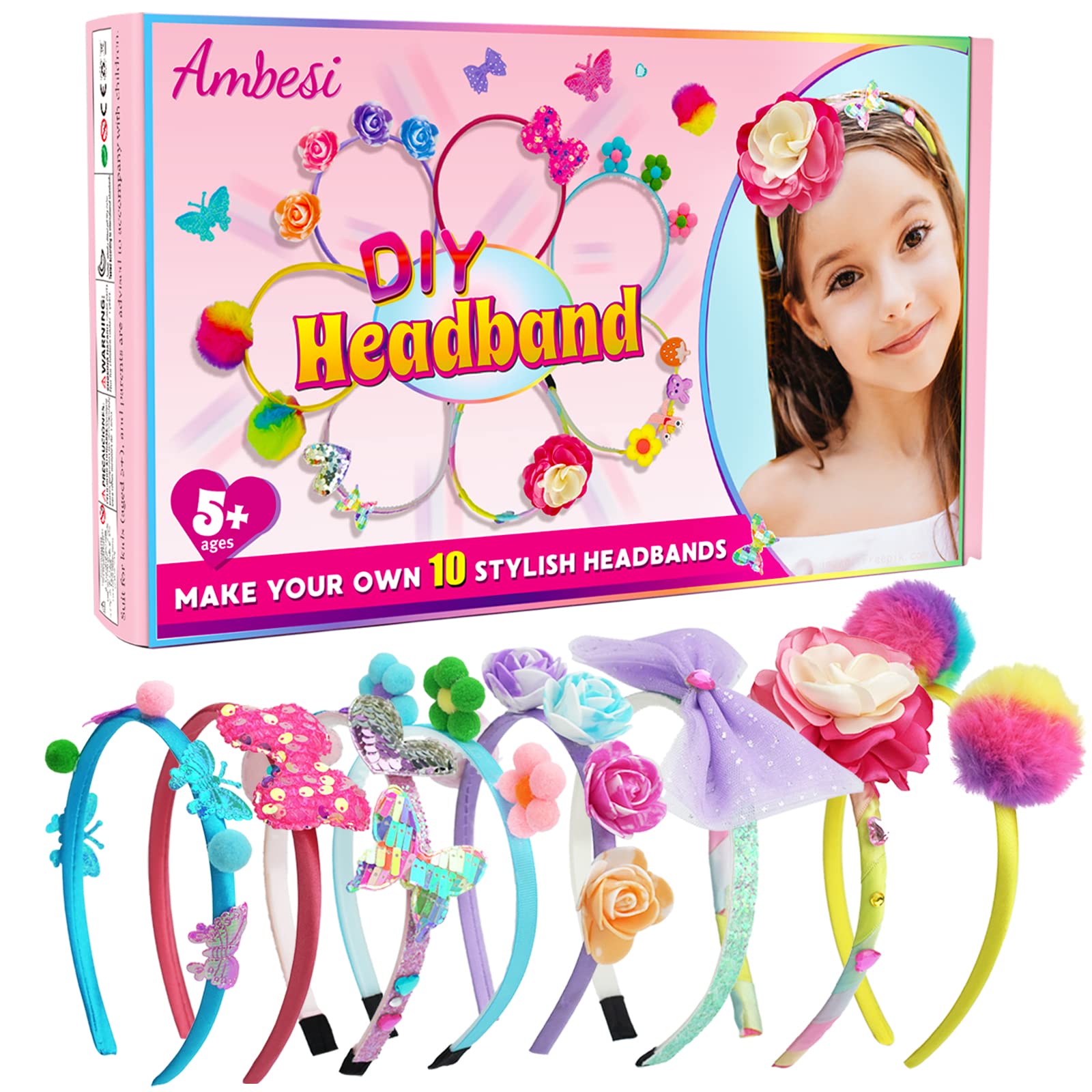Ambesi DIY Headband Making Kit for Girls Ages 5-12 - Arts & Crafts Gift ...
