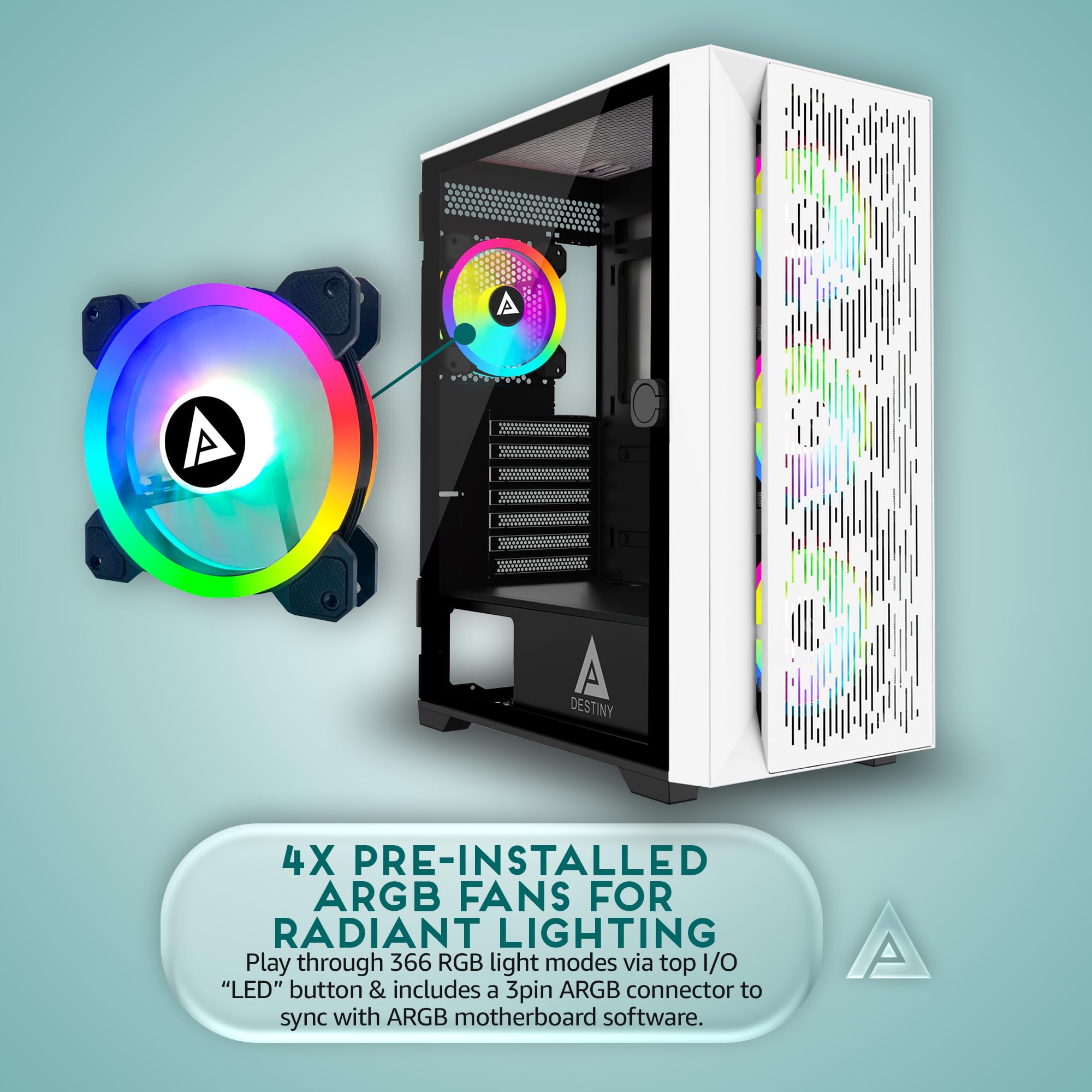 Mua Apevia Destiny-Flow-WH Destiny Flow Mid Tower Gaming PC Case w/ 4X ...