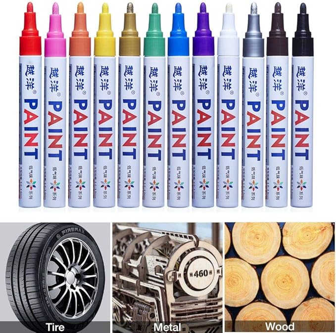 Amazon.com: 12Pcs Waterproof Permanent Paint Marker Pen for Car Tyre ...