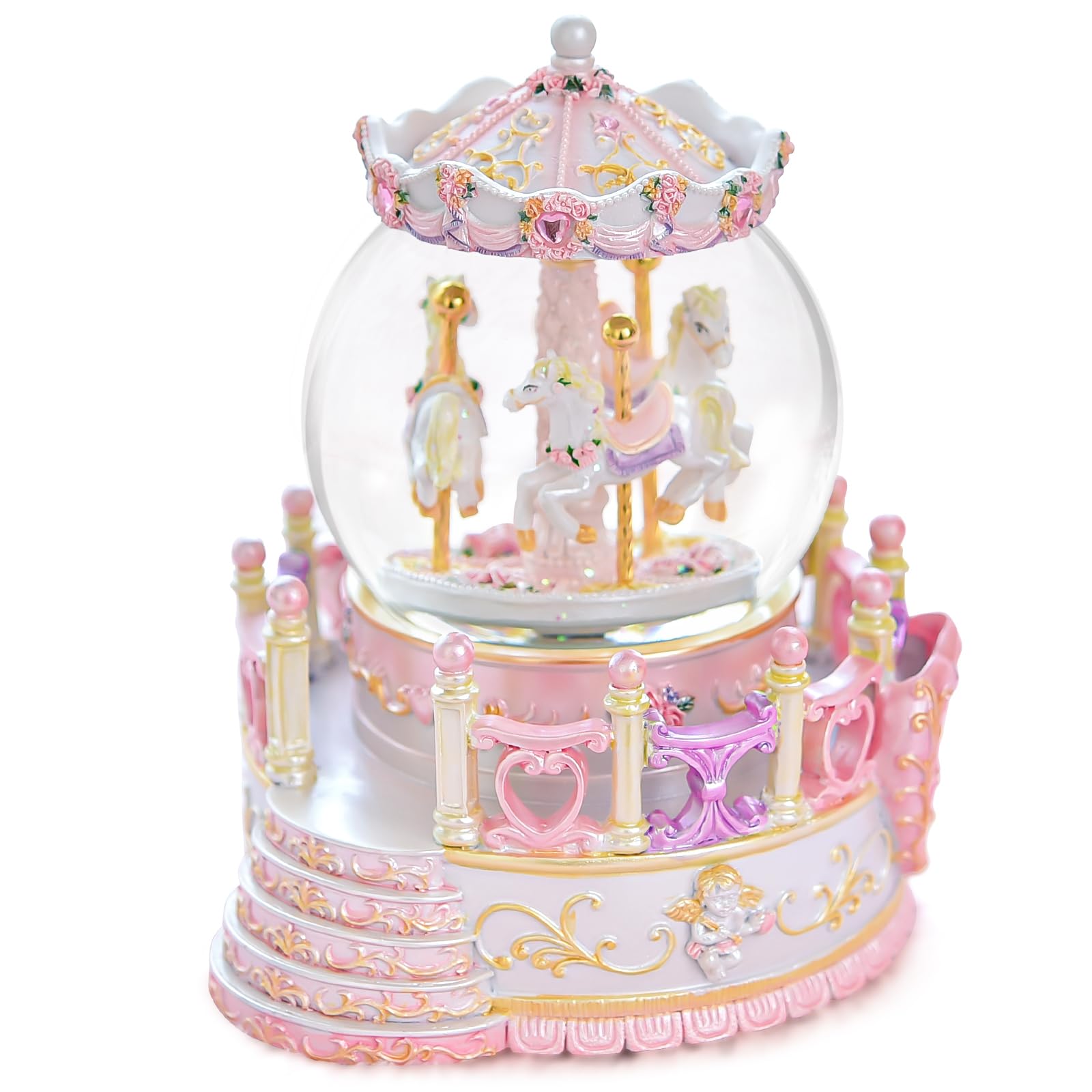 DIY Photo Carousel Music Box - Pink Carousel Snow Globe Gift for ...
