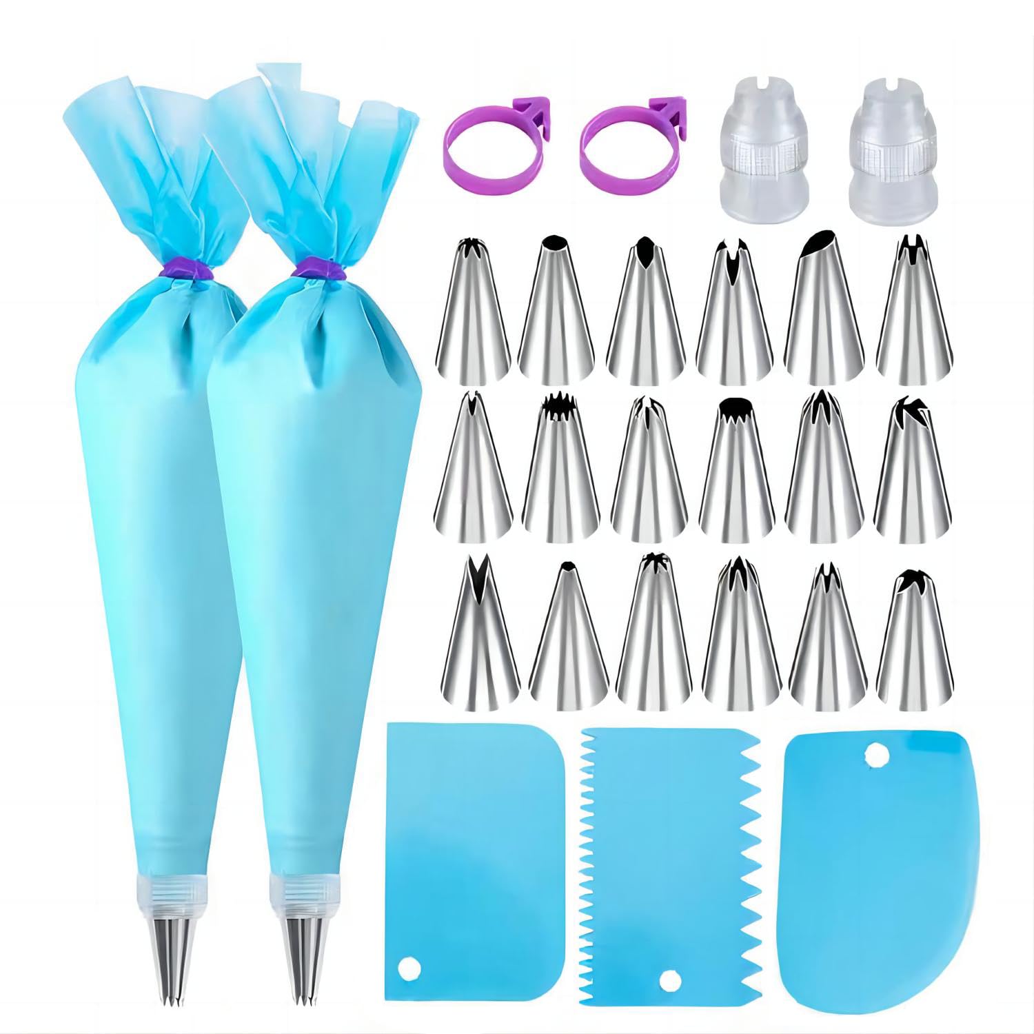 TEQIFU Piping Bags and Tips Set?2 Pack 12 Inch Reusable Food Grade ...