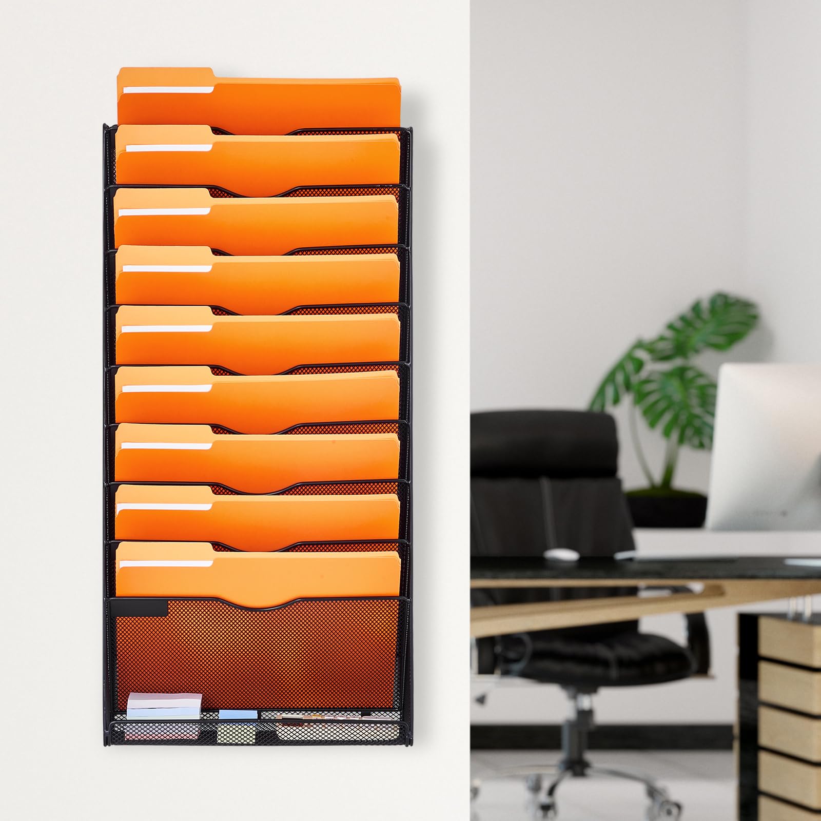VEVOR Hanging Wall Files Organizer, 10-Tier Vertical Wall File Holder ...