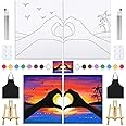 Amazon.com: VOCHIC 2PCS Paint and Sip Kit with Easels Aprons, Pre Drawn Canvas Painting for ...