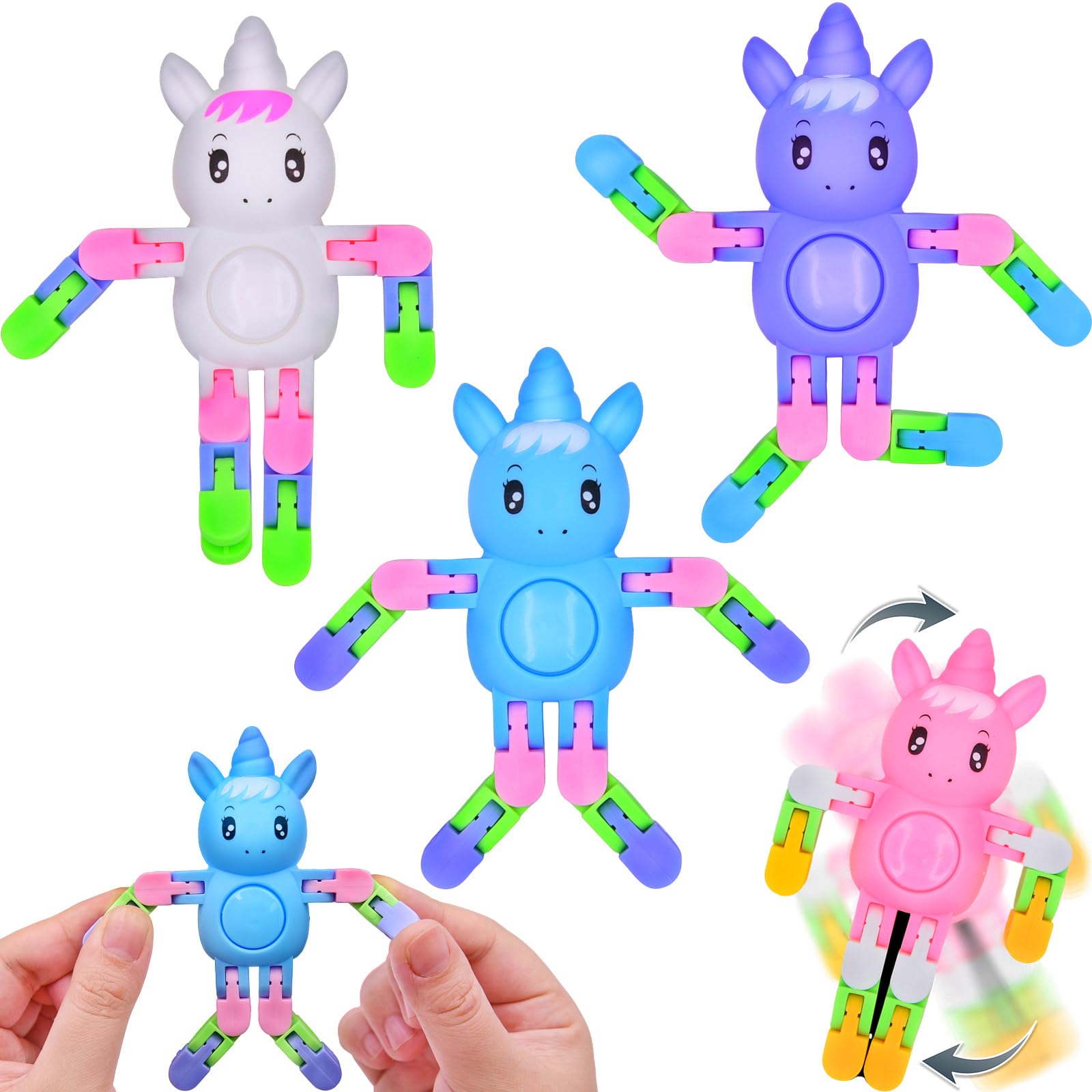 Menzcci 4 Pack Unicorn Fidget Spinners Toys Wacky Tracks Toys for Kids ...