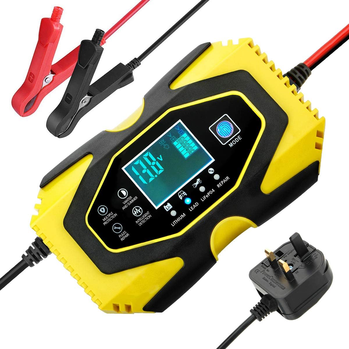 King showden Car battery Charger with LCD Screen, 12v/24v 6Amp/3Amp ...