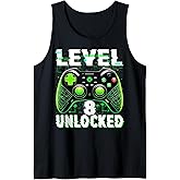 Amazon.com: Level 8 Unlocked Shirt Funny Video Gamer Geek 8th Birthday ...