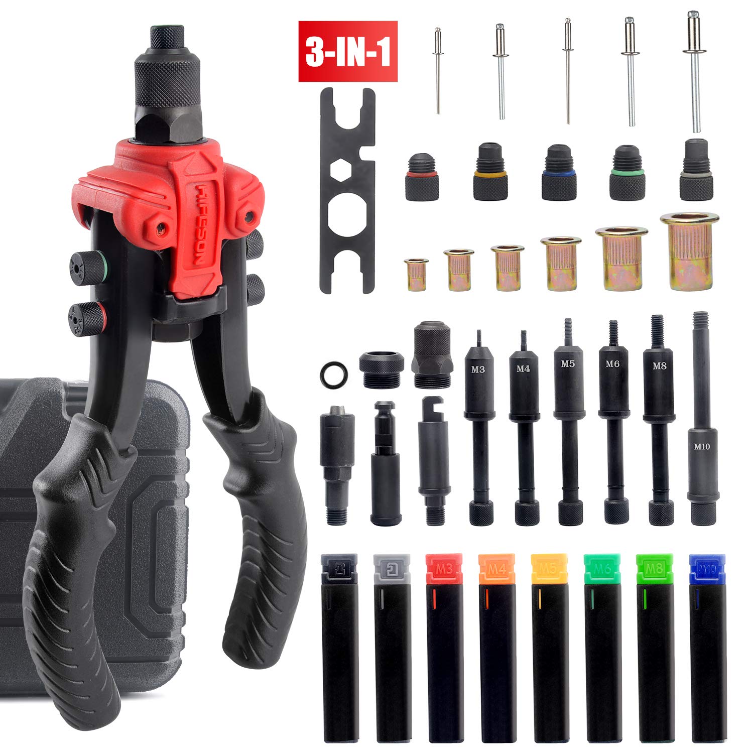 Buy Rivet Nut Tool Rivet Reamer Set, 3 in 1 Hand Riveter Nut Setter Kit Heavy Duty Rivet Nut ...