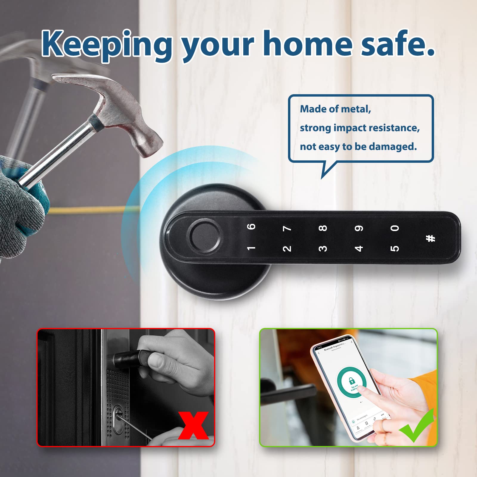 Mua MASTER LUBAN 4-in-1 Smart Fingerprint Door Lock Handle,Biometric ...