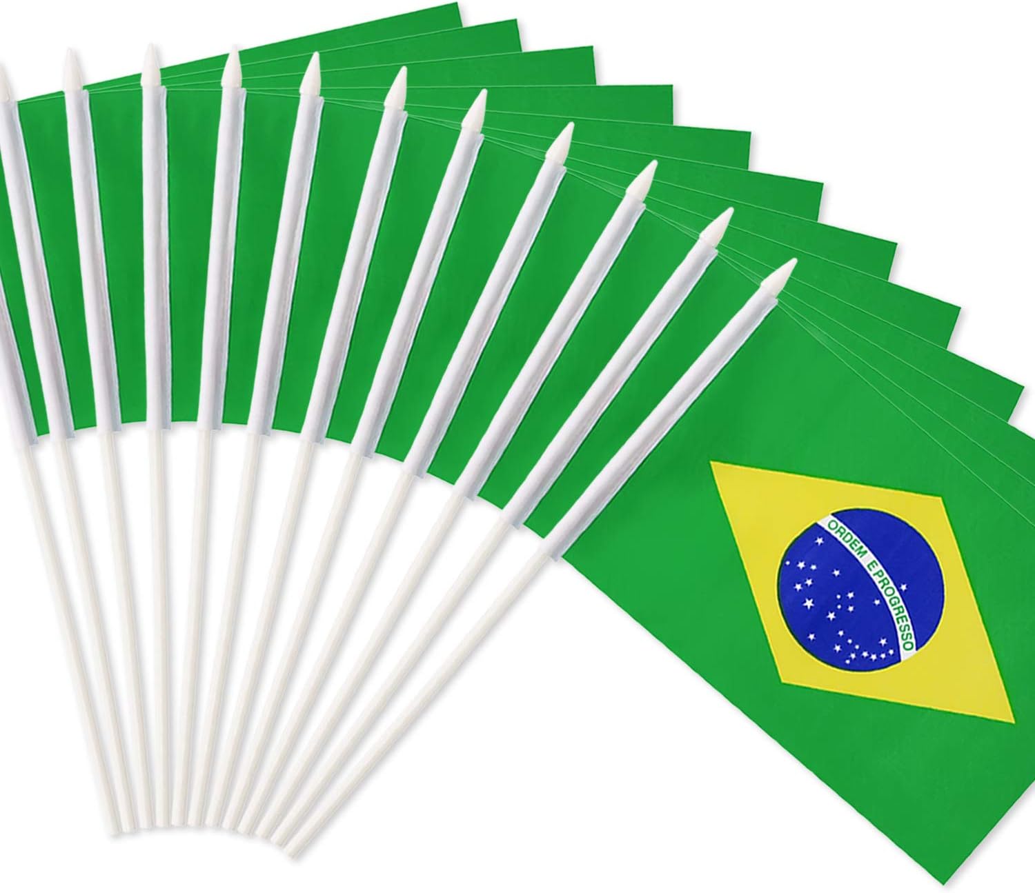 Brazil Stick Flag, ANLEY Brazilian 5x8 inch Handheld Mini Flag with 12 ...
