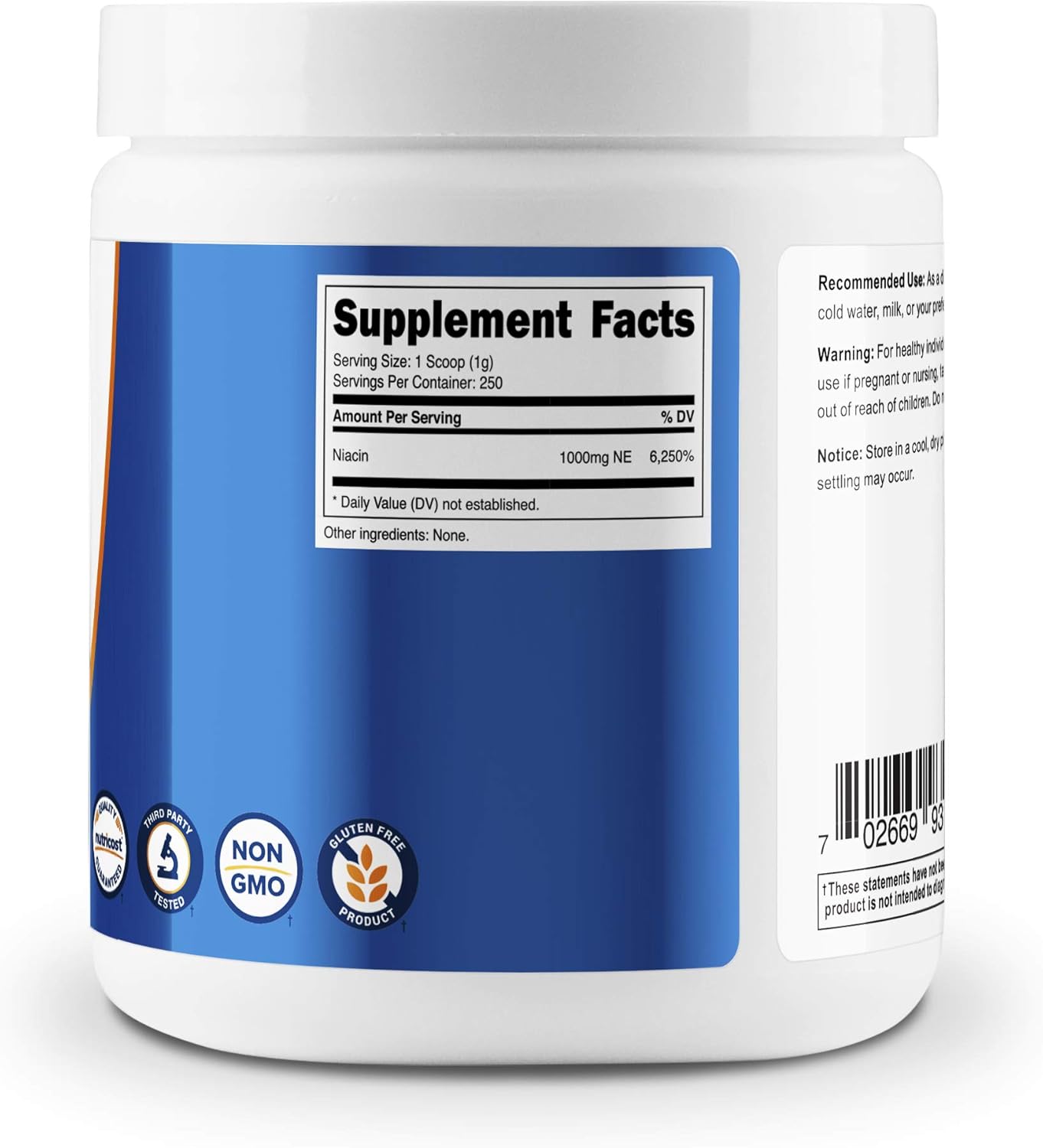 Nutricost Niacin Vitamin B3 Powder 250 Grams - 1G Per Serving - Pure ...