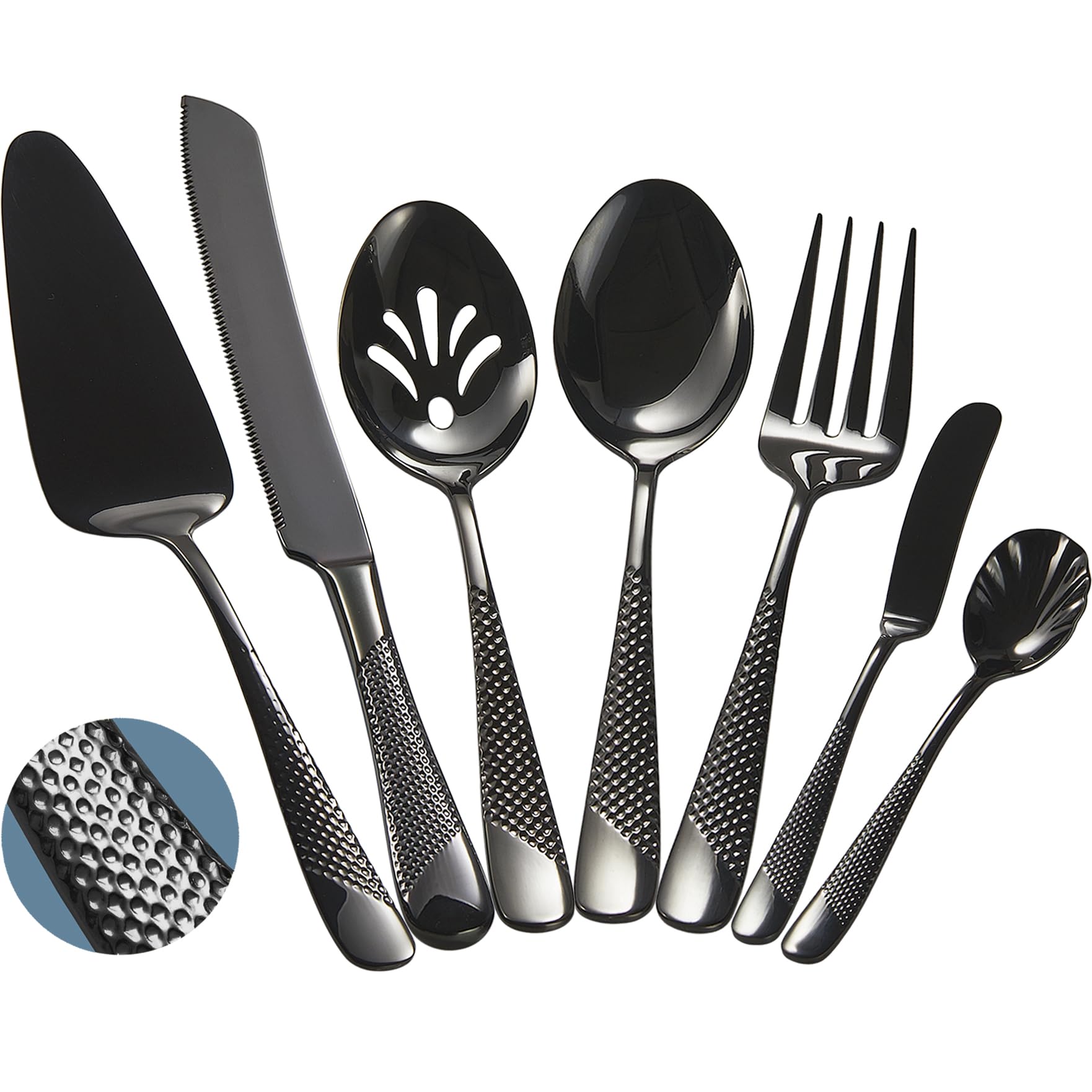Xideman® 7-Piece Hammered 18/10 Stainless Steel Silverware Serving ...
