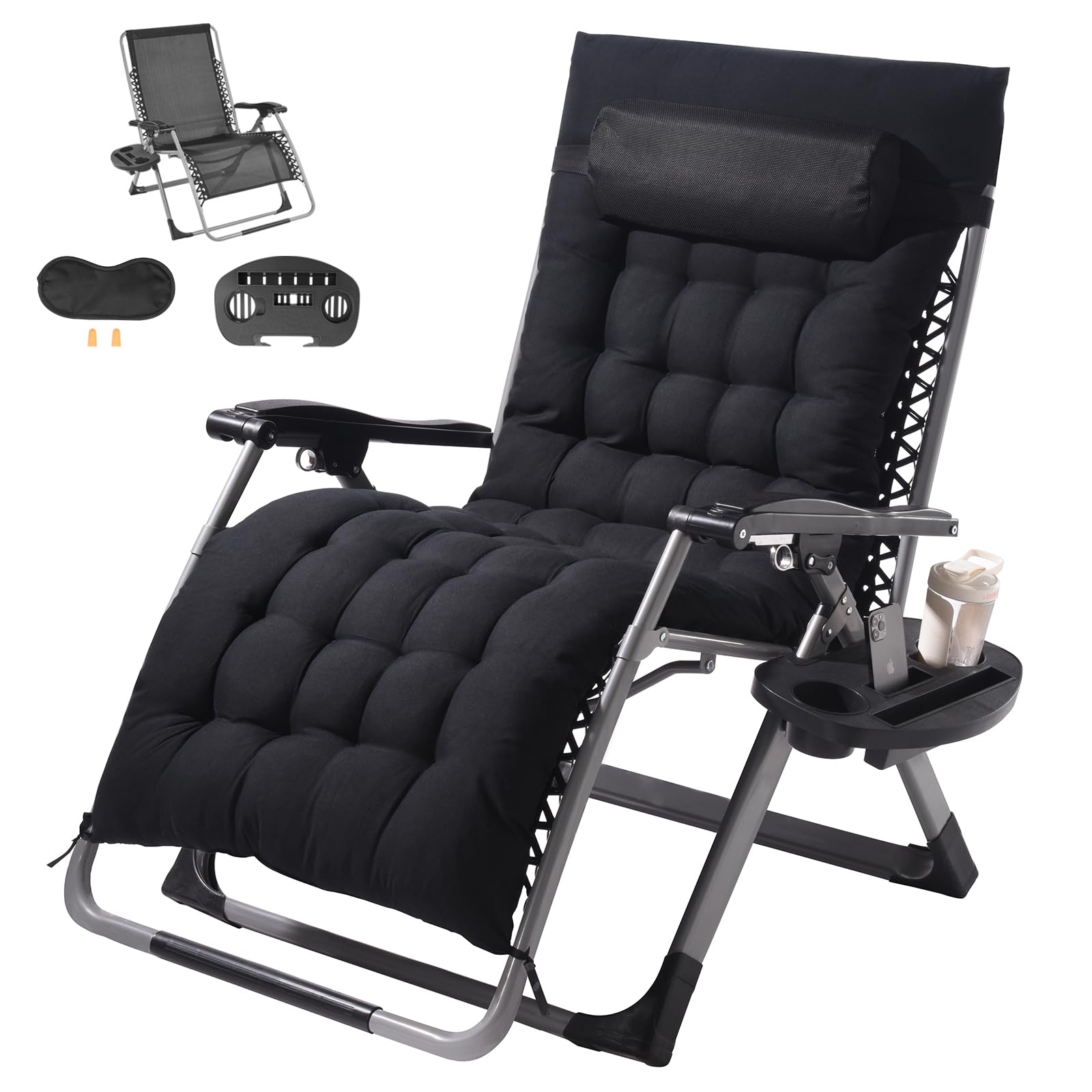 VEVOR Zero Gravity Chair, 33 inch Zero Gravity Recliner Lounge Chair ...
