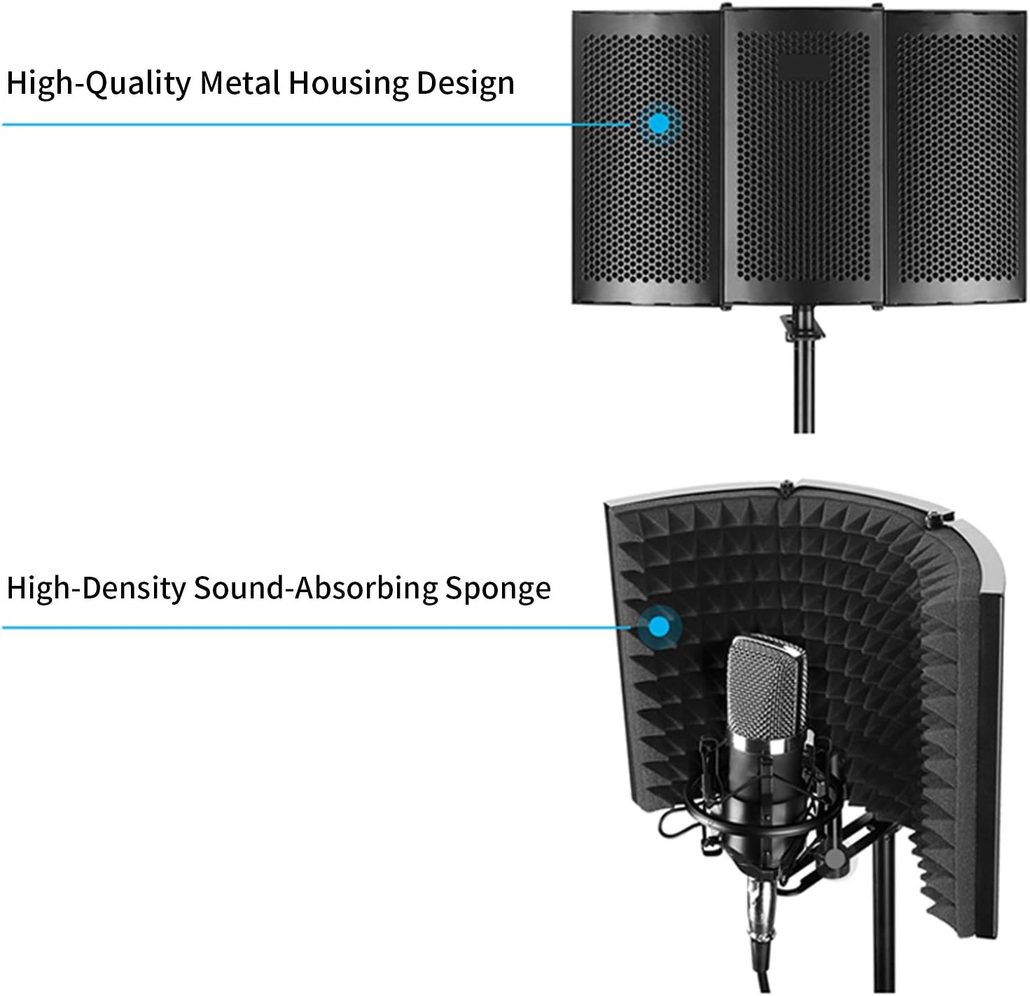 DIOKAYI Professional Desktop Microphone Isolation Shield,Foldable ...