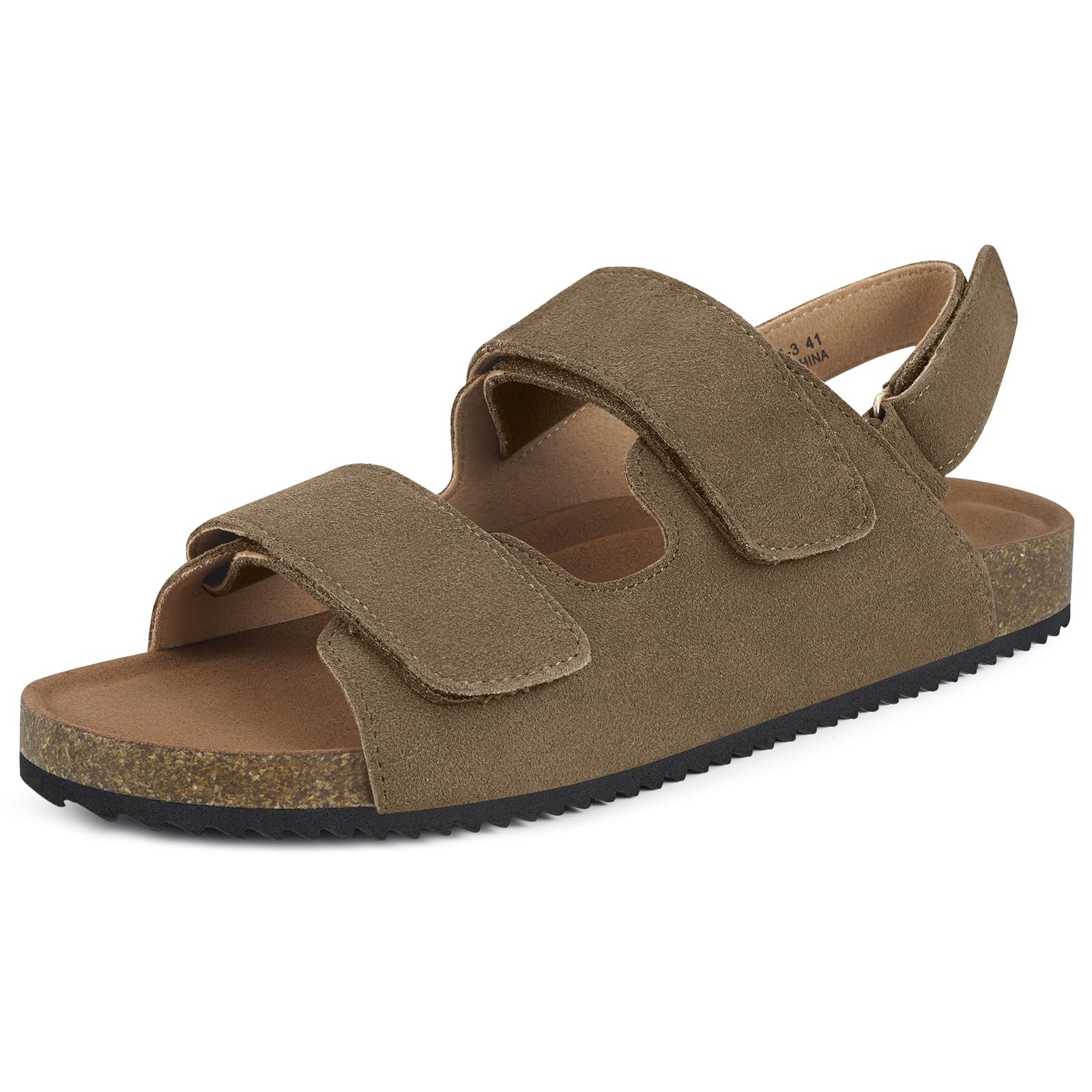 Womens Mens Flat Sandals Suede Leather Soft Cork Footbed Orthopedic ...
