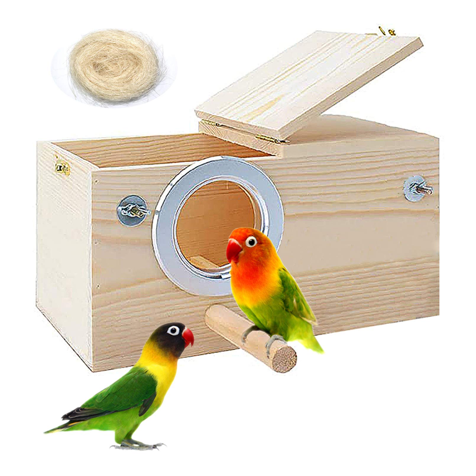 PINVNBY Parakeet Nesting Box Bird House Wood Breeding Box Parrots ...
