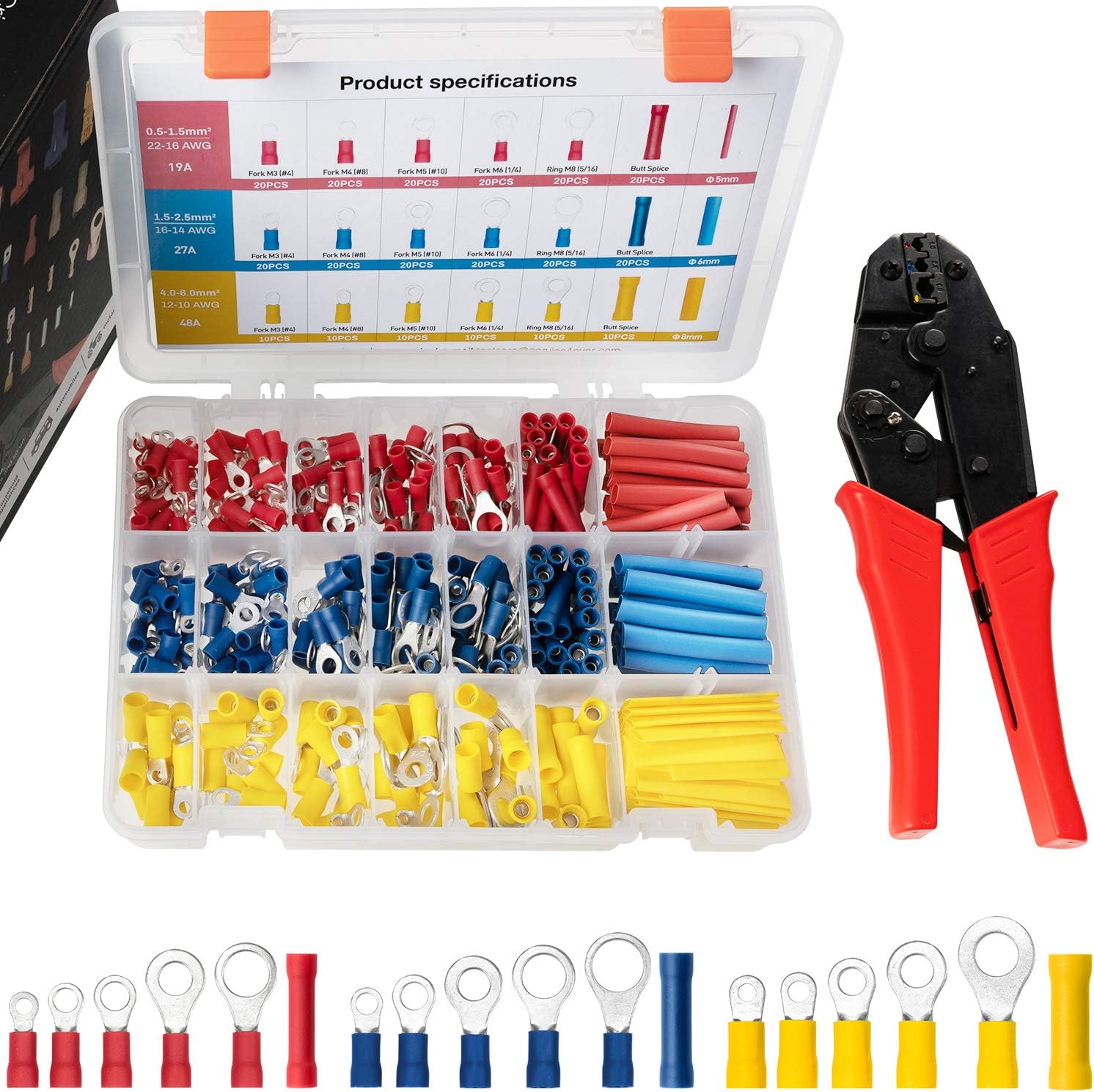 Ring Lug Connector Kit Wire Connection Terminal Cable Lugs Crimp ...