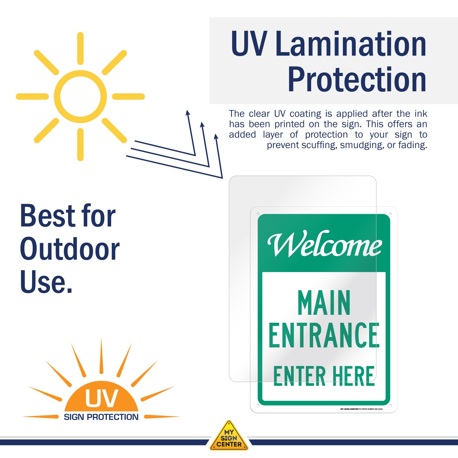 Safety Signs & Signals Welcome Main Entrance Enter Here Sign UV ...