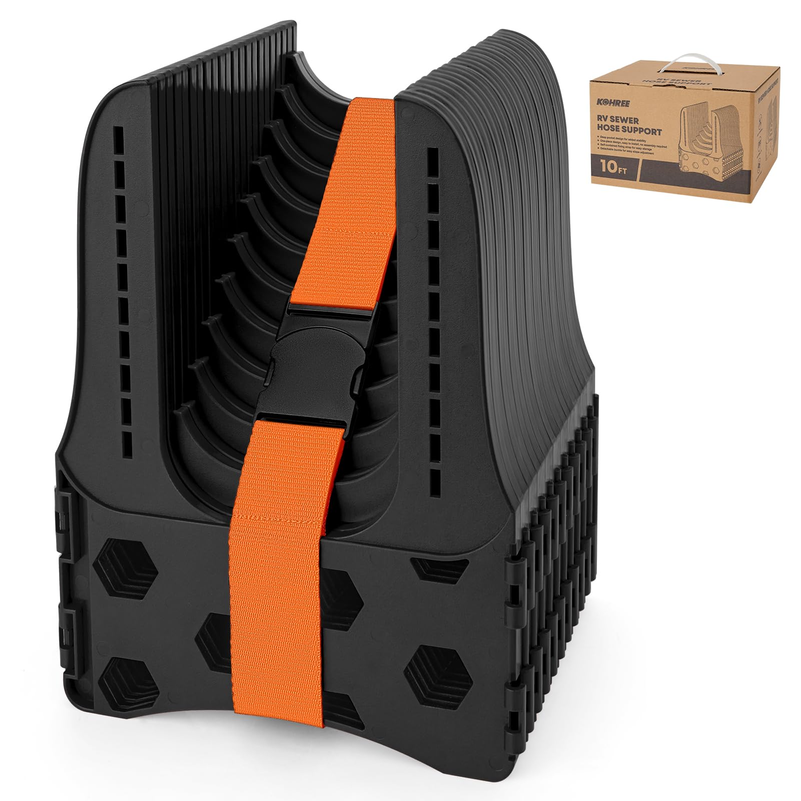 Kohree RV Sewer Hose Support 10FT, Heavy-Duty Camper Sewer Support ...