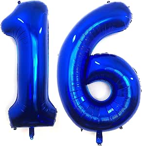 Amazon.com: 40 Inch Navy Blue 16 Number Balloons Giant Jumbo Huge 16 or ...