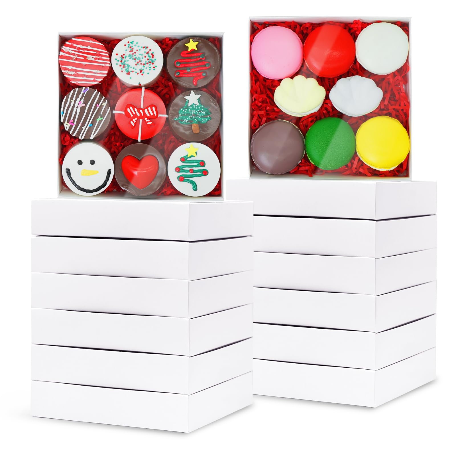 JOHOPACK 50 Pack 6 x 6 x 1.25 Inch Cookies Boxes with Full Clear Window ...