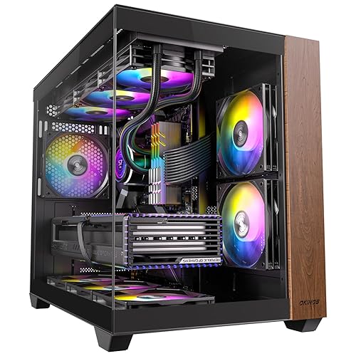 Genuine Walnut Wood PC Case, Pre-Installed 4 x 120mm ARGB & PWM Fans ...