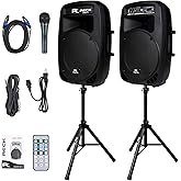 Amazon.com: PRORECK Party 15 Portable 15-Inch 2000 Watt 2-Way Powered PA Speaker System Combo ...