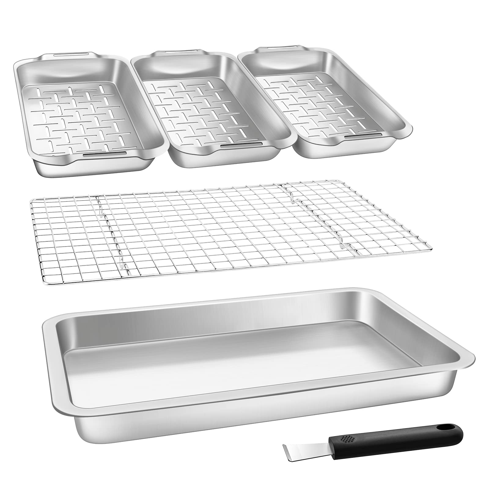 Grill Basket Set, 6-Piece Stainless Steel Large Grill Pans, 16.5" x 11 ...