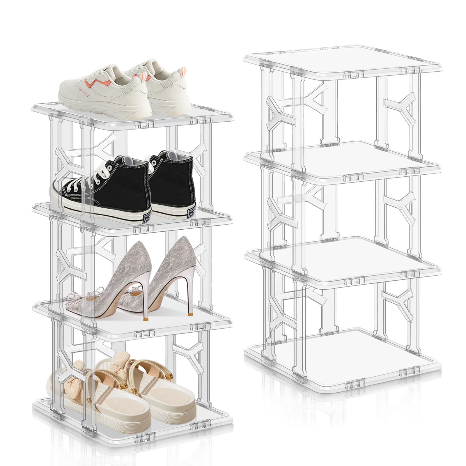 KALYLOC Shoe Storage for Closet, Plastic Vertical Shoe Organizer, Small ...