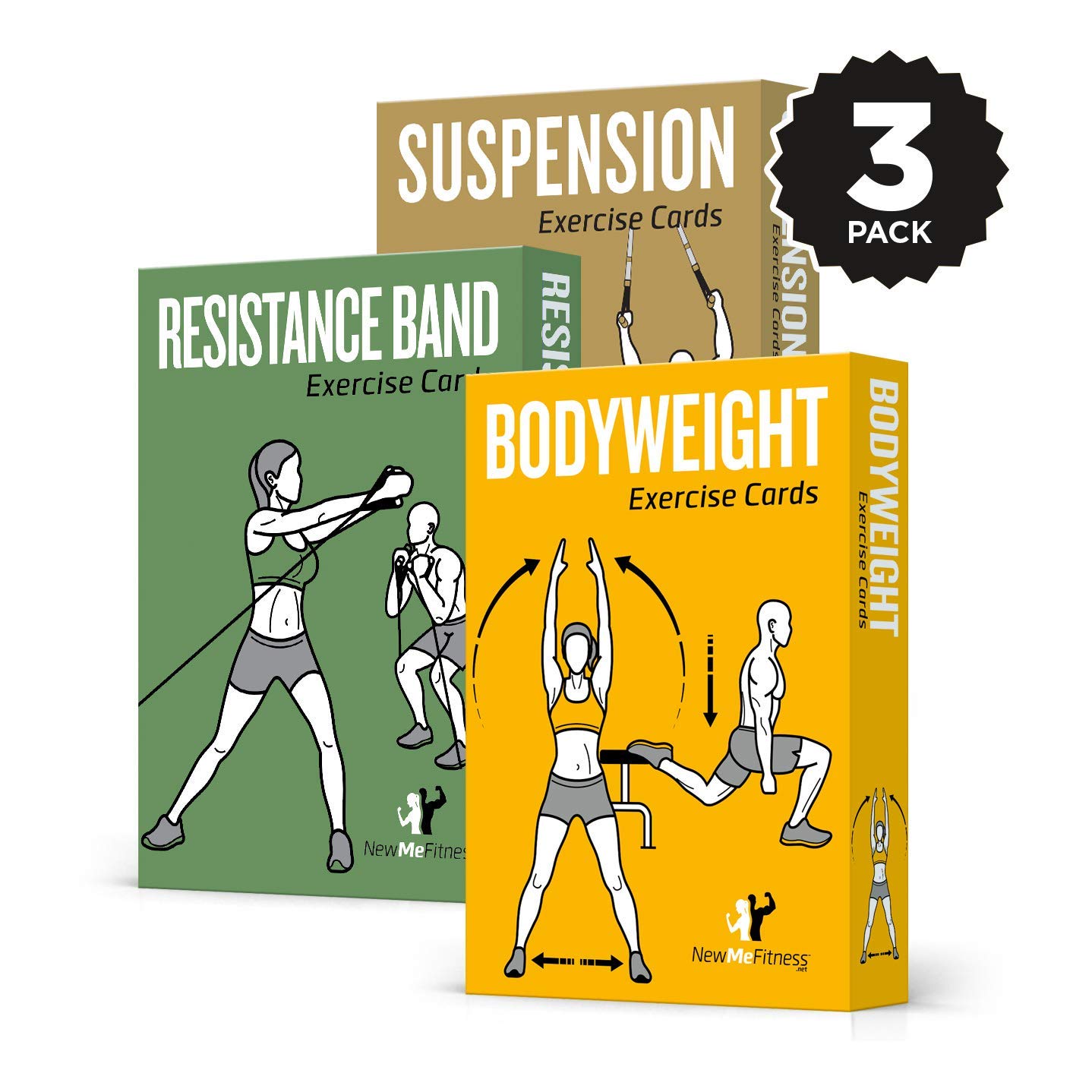 Fitness NewMe Fitness Exercise Cards 3 Pack of 62 :: Bodyweight ...